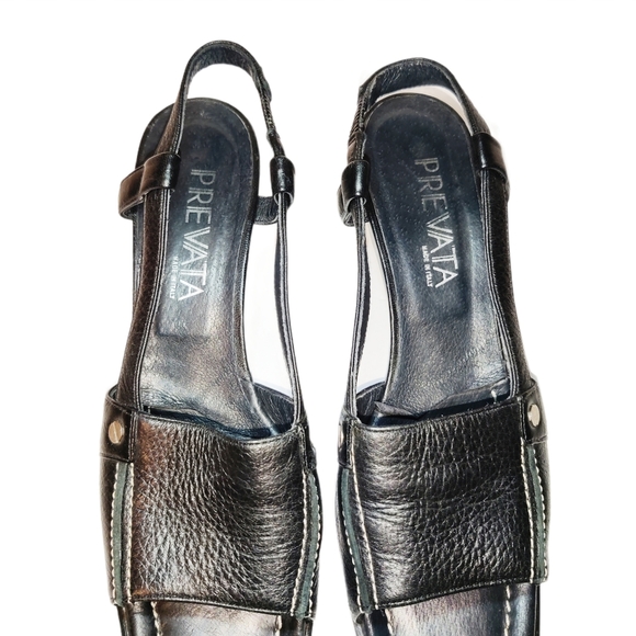 Prevata | Shoes | Prevata Y2k Black Leather Square Toe Sling Back Open ...